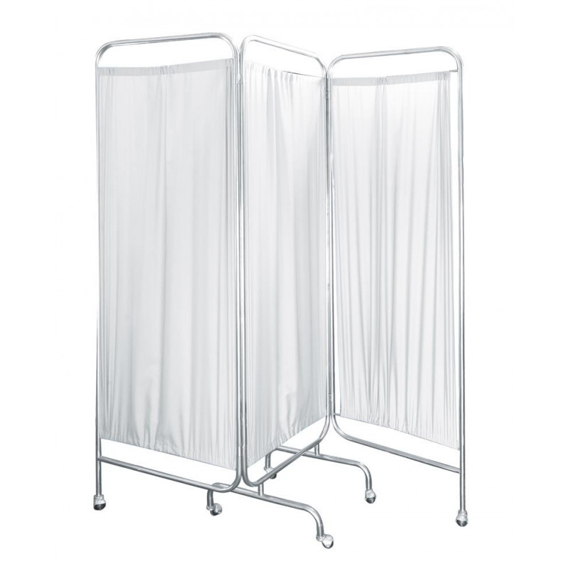 Wheeled stainless steel triple screen white | Medi-Shop.gr