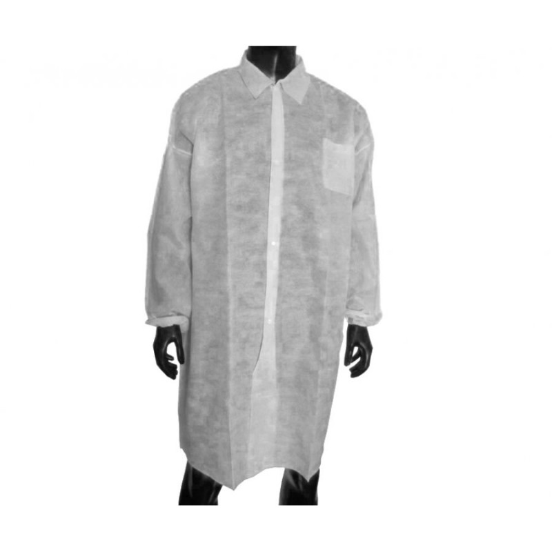 Disposable non-woven lab coat with buttons (10 pcs) | Medi-Shop.gr